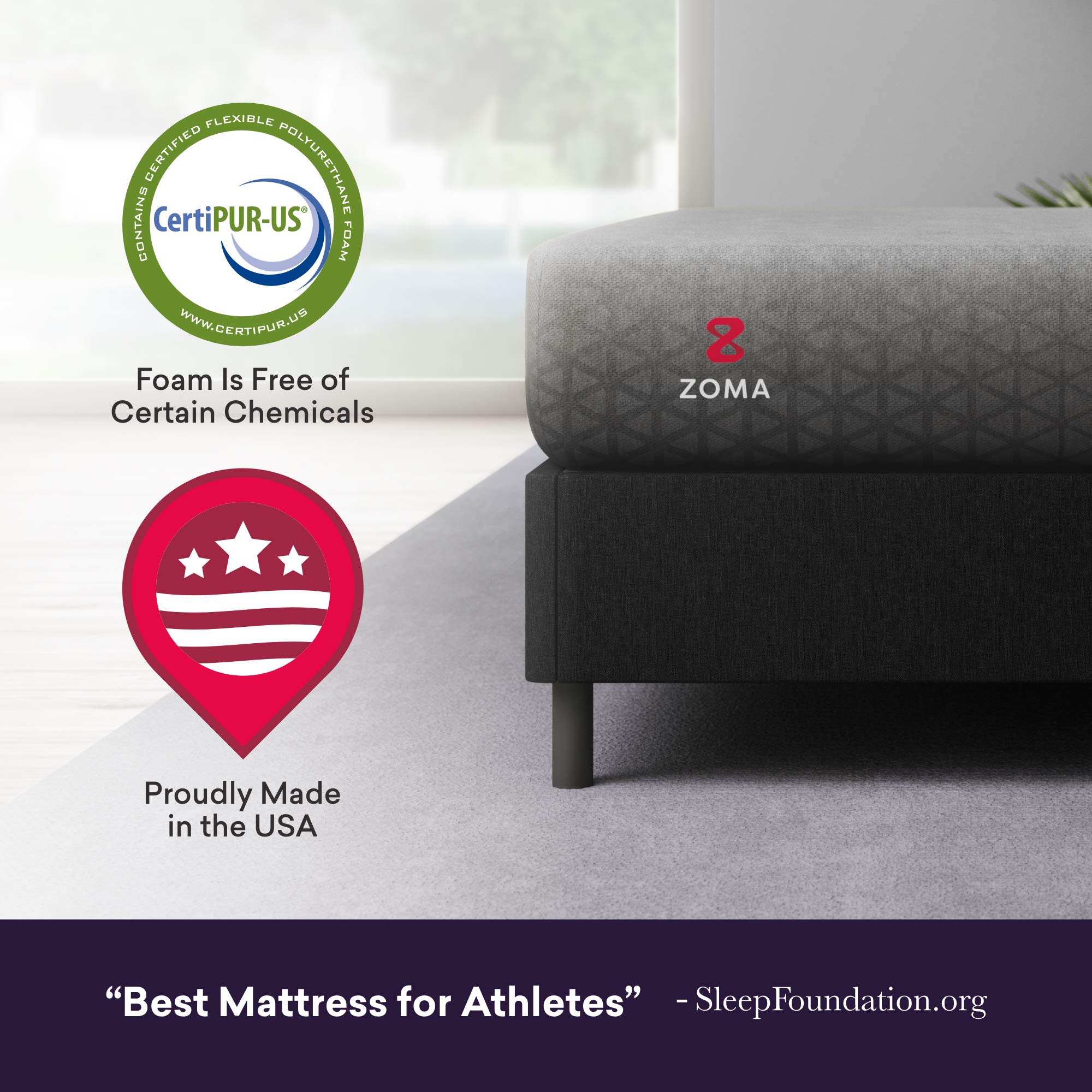 ZOMA Start California King Mattress, 10" Inch Memory Foam Cal King Bed Mattress in a Box with CertiPUR-US Foam for a Supportive & Cooler Sleep, Medium-Soft Feel, Fiberglass Free Mattress, Grey