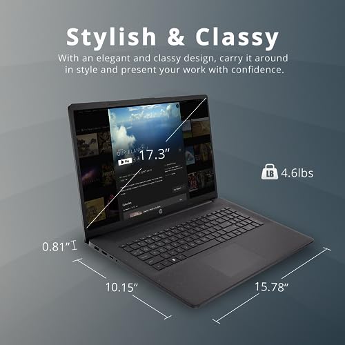 HP 17.3” FHD Business Laptop, Intel Core i7-1255U, Intel Iris Xe Graphics, 16GB RAM, 256GB SSD, Wi-Fi 6, Bluetooth, Black, Windows 11 Pro, 32GB Hotface USB Card