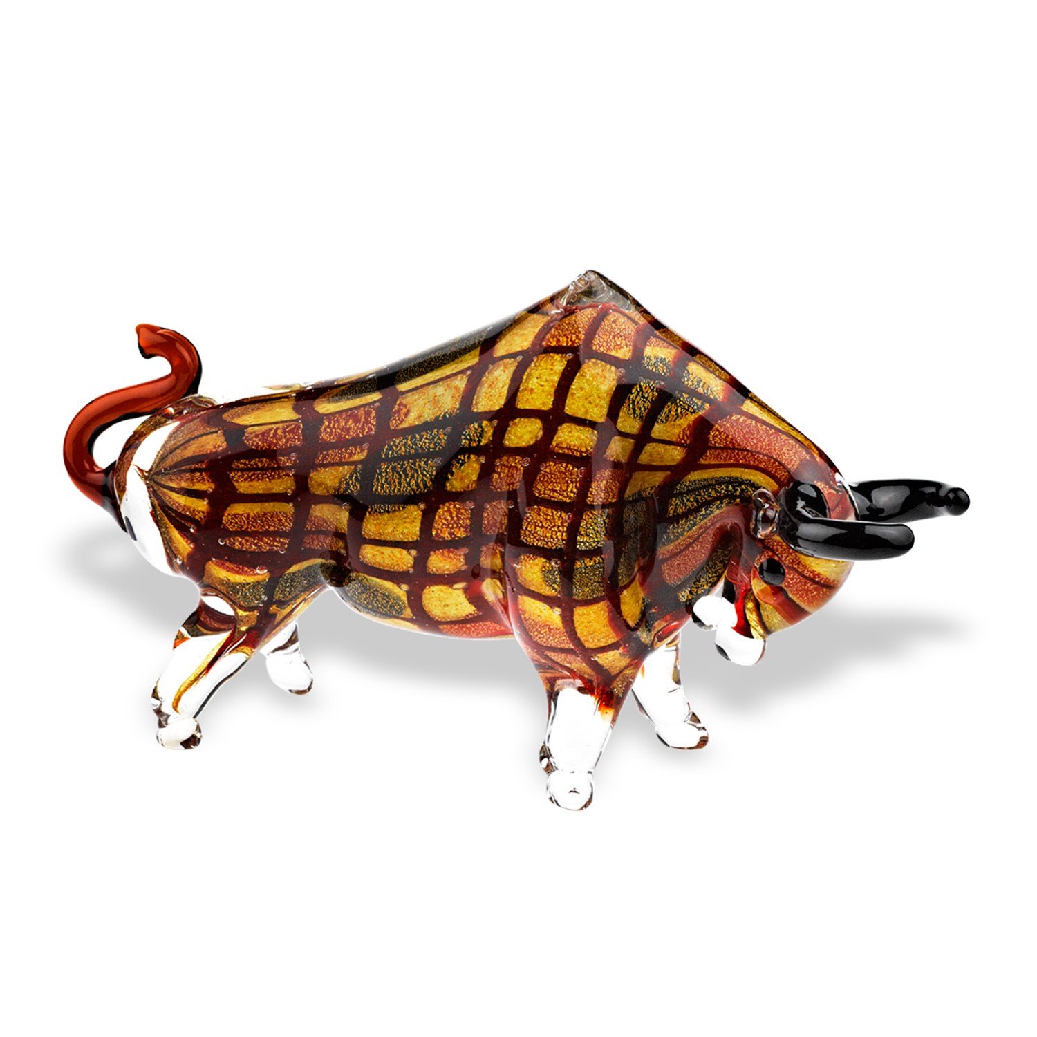 GIFTS PLAZA (D) Handcrafted Murano Art Glass Toro Grande Large Bull Figurine 8"