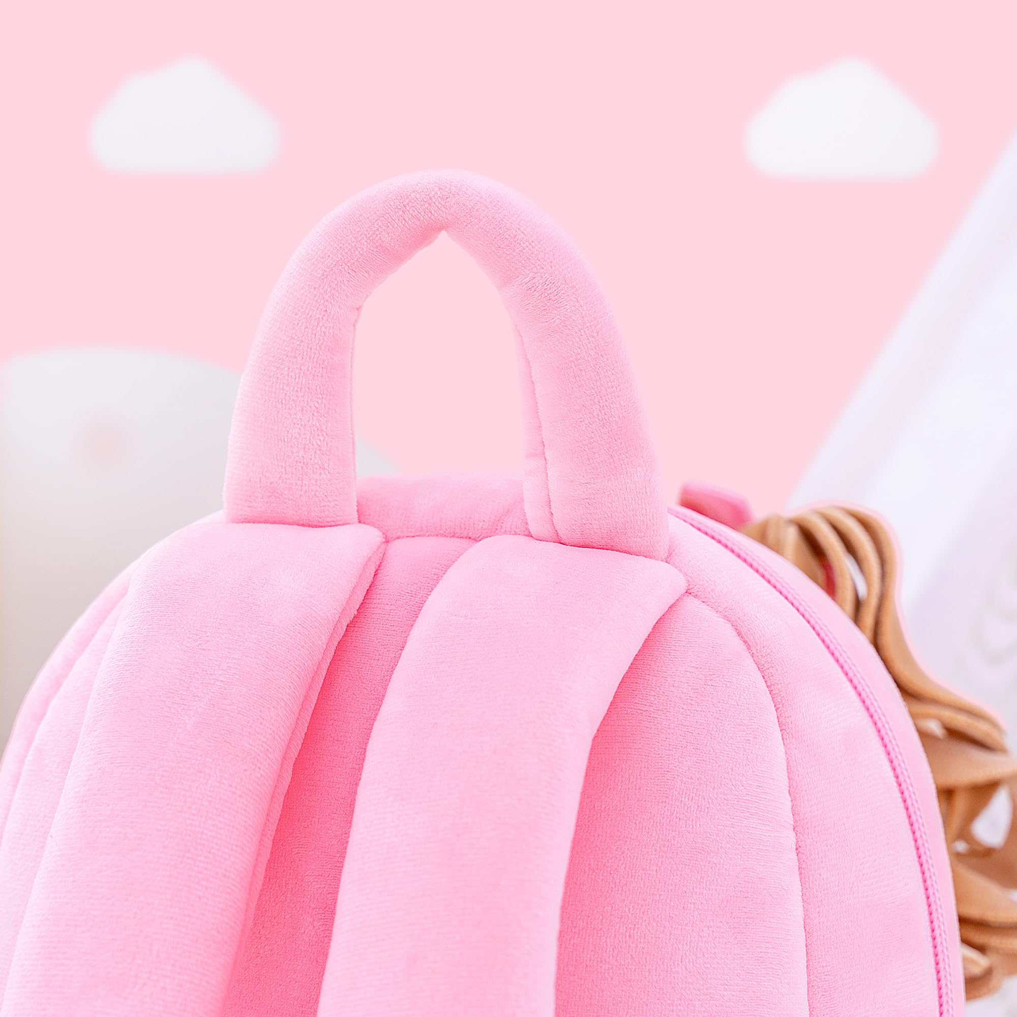 Gloveleya Toddler Girls Backpack for Kids with Soft Toys Plush Curly Ballerina Doll Pink 9 Inches