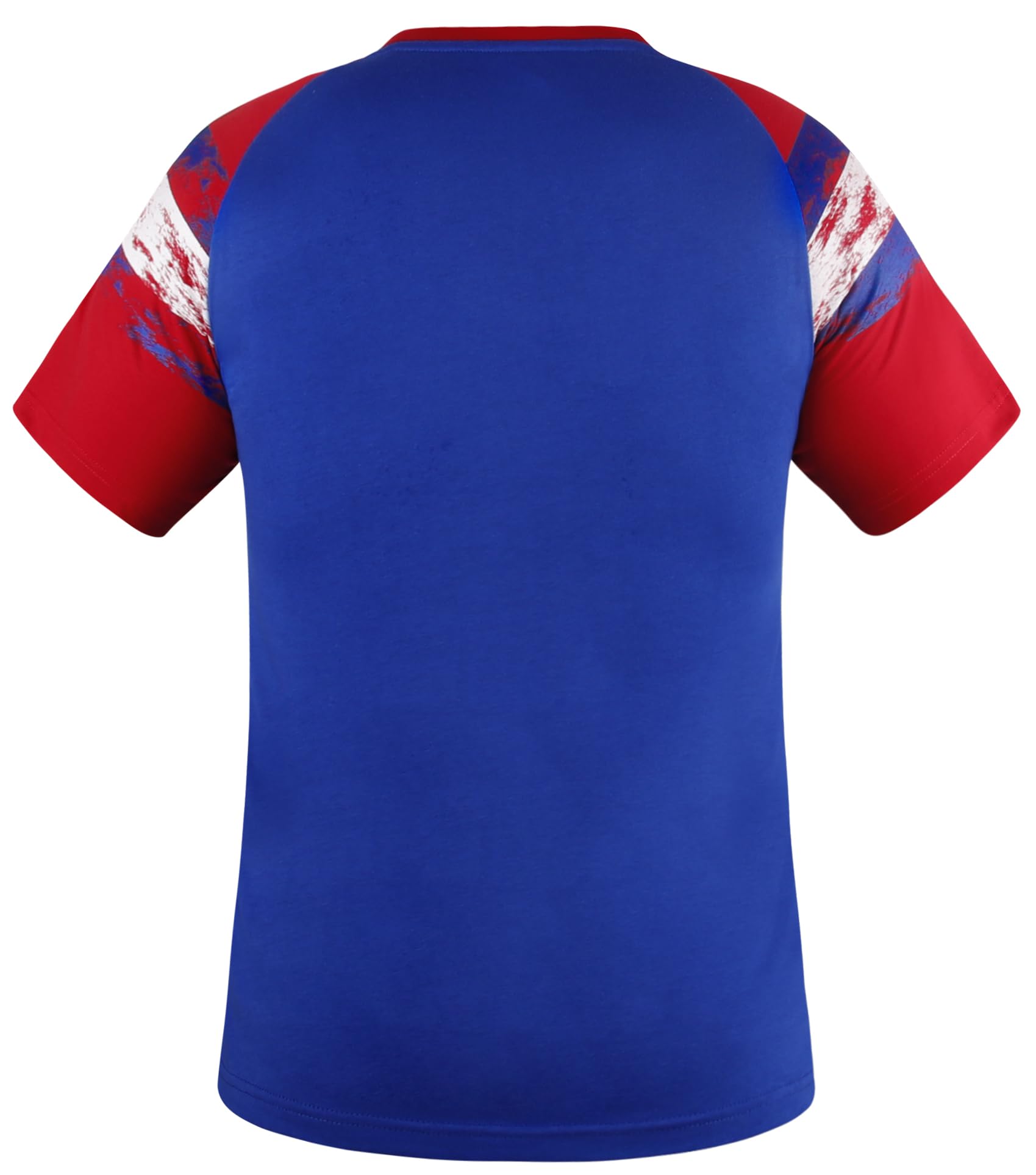 Geneisteck Womens Football Fans V Neck City Raglan T-Shirts - Royal Blue & Red Medium