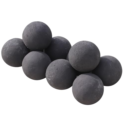 Heyfurni 10pcs Ceramic Fire Balls, 3 in Black Firepit Balls for Indoor/Outdoor Gas, Propane Fireplace, Fire Bowl, Fire Pit Accessories