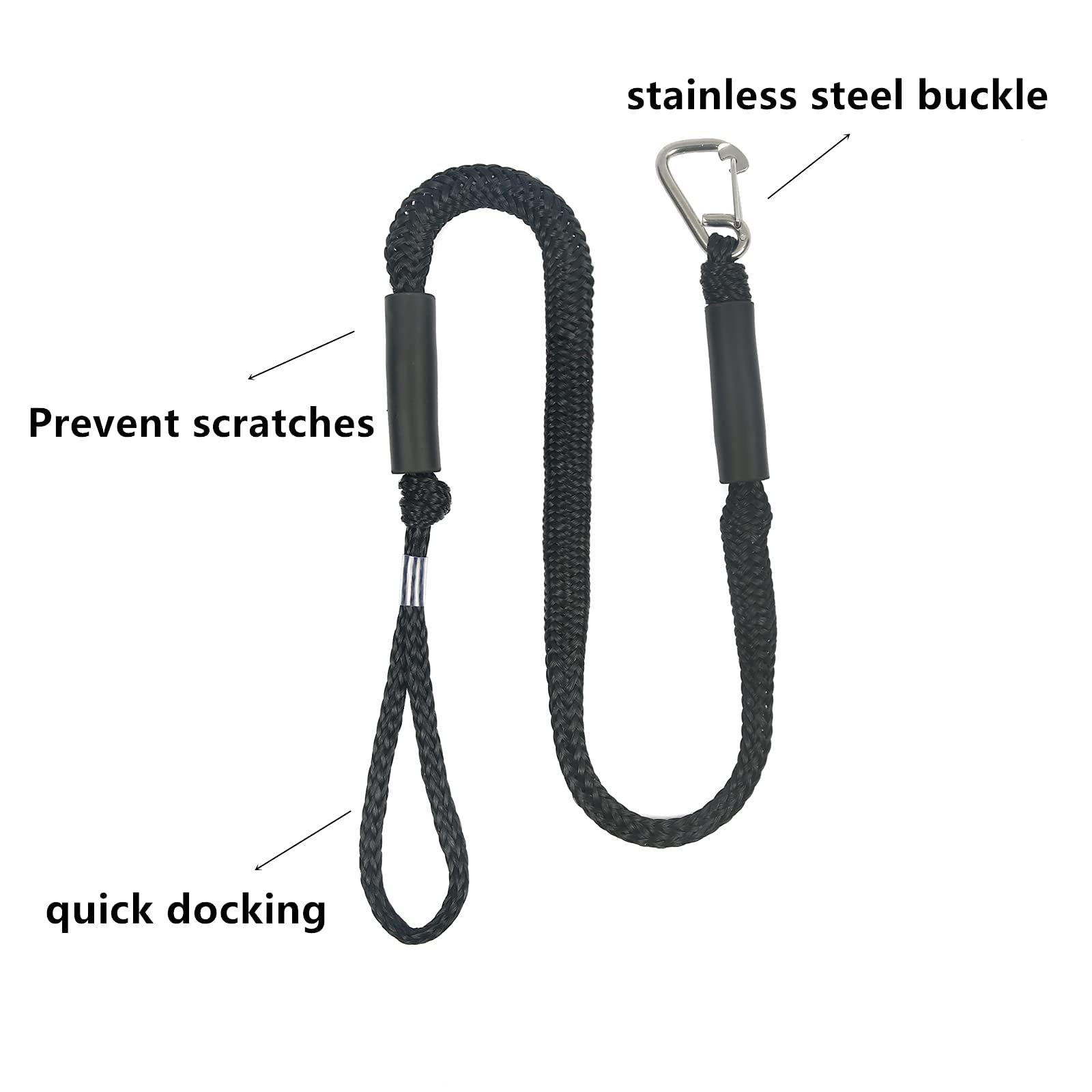 HANXIUCAO Bungee Dock Lines, Boat Dock Rope Mooring Rope with Stainless Clip for Jet Ski Kayak, PWC, Pontoon Boat