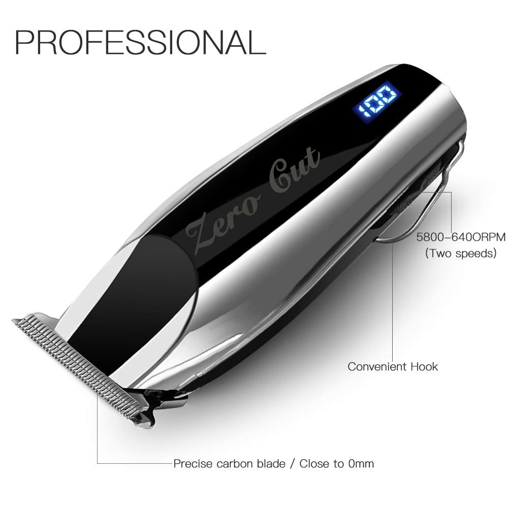 Hair Clippers for Men Professional, Cordless Clippers for Hair Cutting Beard Trimmer Barbers Haircut Grooming Rechargeable LED Display Silver