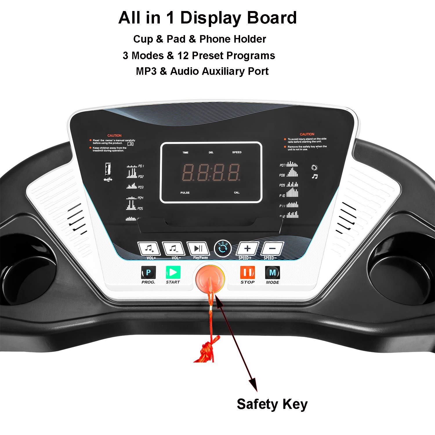 Home Folding Treadmill Running Machine,JULYFOX 1.5HP Motorized Electric Treadmill Walking Jogging Home Exercise Machine W/Safety Key Heart Rate Monitor Cup Holder Quiet-Silver