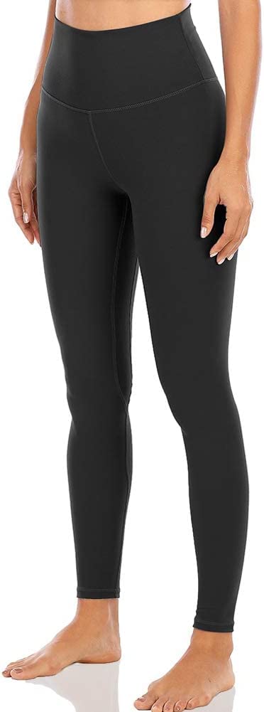 Mainstar Women High Waisted Workout Leggings,Squat Proof Tummy Control Running Yoga Pants with Inner Pocket L Black