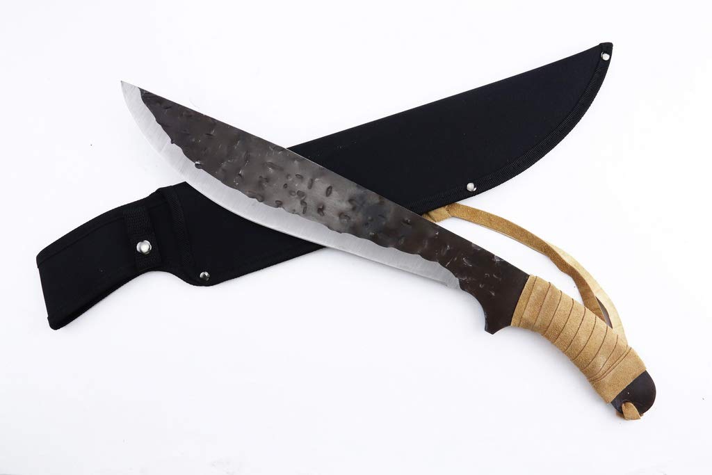 Hunting Survival Hand Forged Full Tang Machete Knife 3CR13 Steel Blade Series Camping EDC (A)