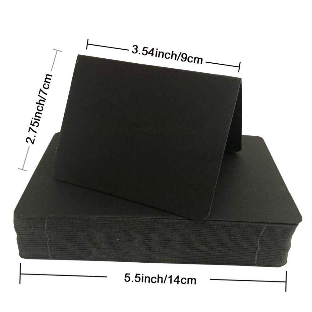 ZOOYOO Blank Tent Table Place Cards Paper Greeting Cards for Weddings, Folded Seat Assignment Setting Label, Banquet Party Event, 3.5 x 2.7 Inch Pack of 50(Black