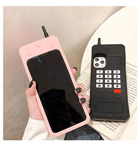 UnnFiko 3D Silicone Case Compatible with iPhone 14 Pro Max, Retro Classic Creative Soft Rubber Bumper Cover Cool Fun Thick Protective Stand Case (Retro Cellphone Pink, iPhone 14 Pro Max)