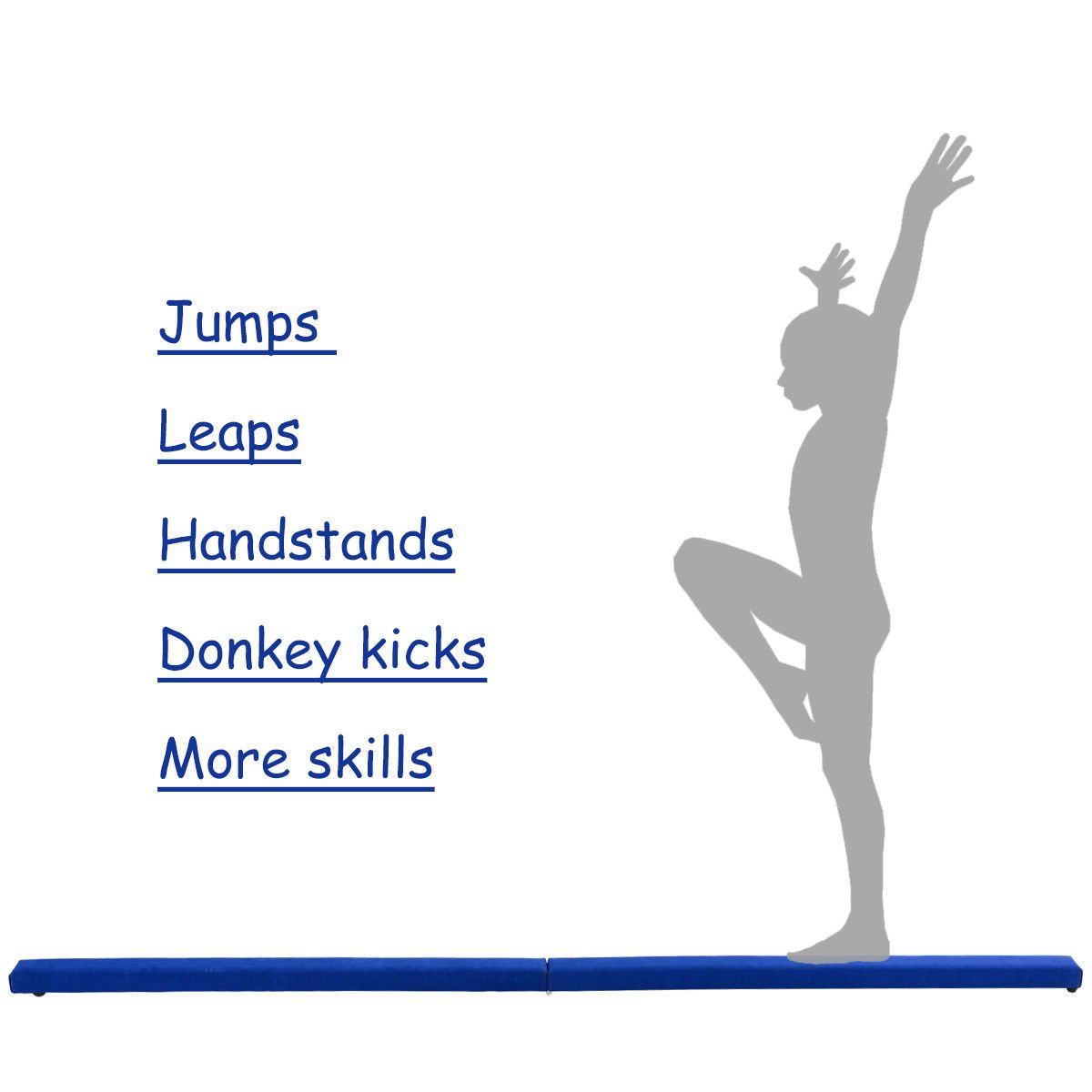 Giantex 8FT Folding Floor Balance Beam for Girls, Boys, Toddlers, Teens Sports Gymnastics Skill Performance Training Easy Storage (Blue)
