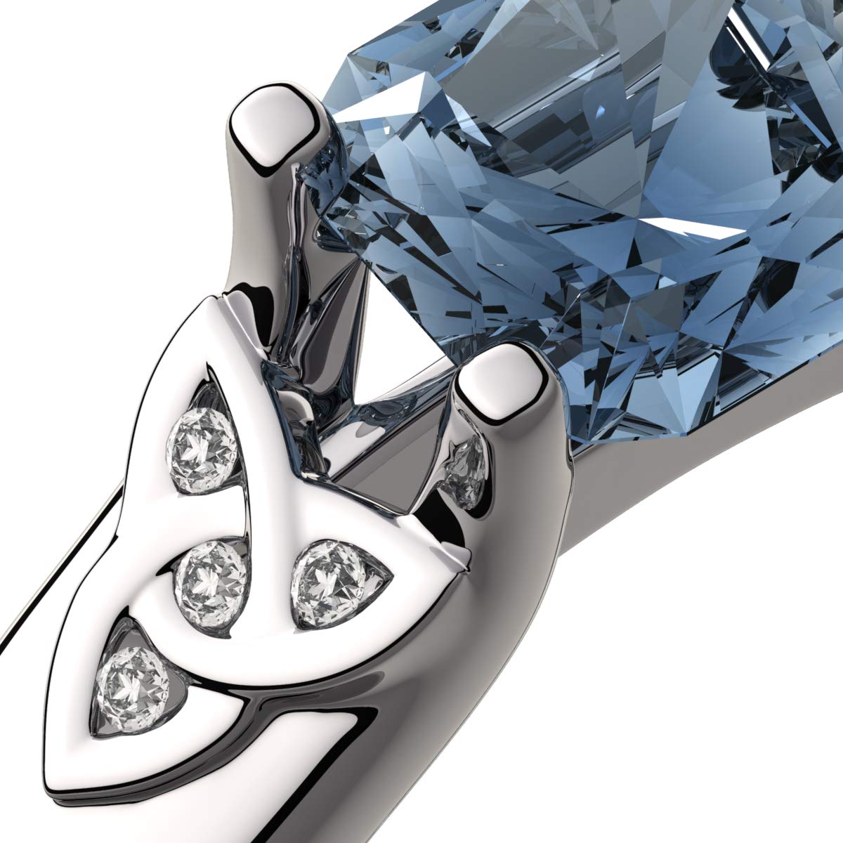 GWG Women's Rings Gift Sterling Silver Celtic Ring Aquamarine Sea Blue Zircon Square Stone and Trinity Knots Adorned with Crystals - 6 for Women