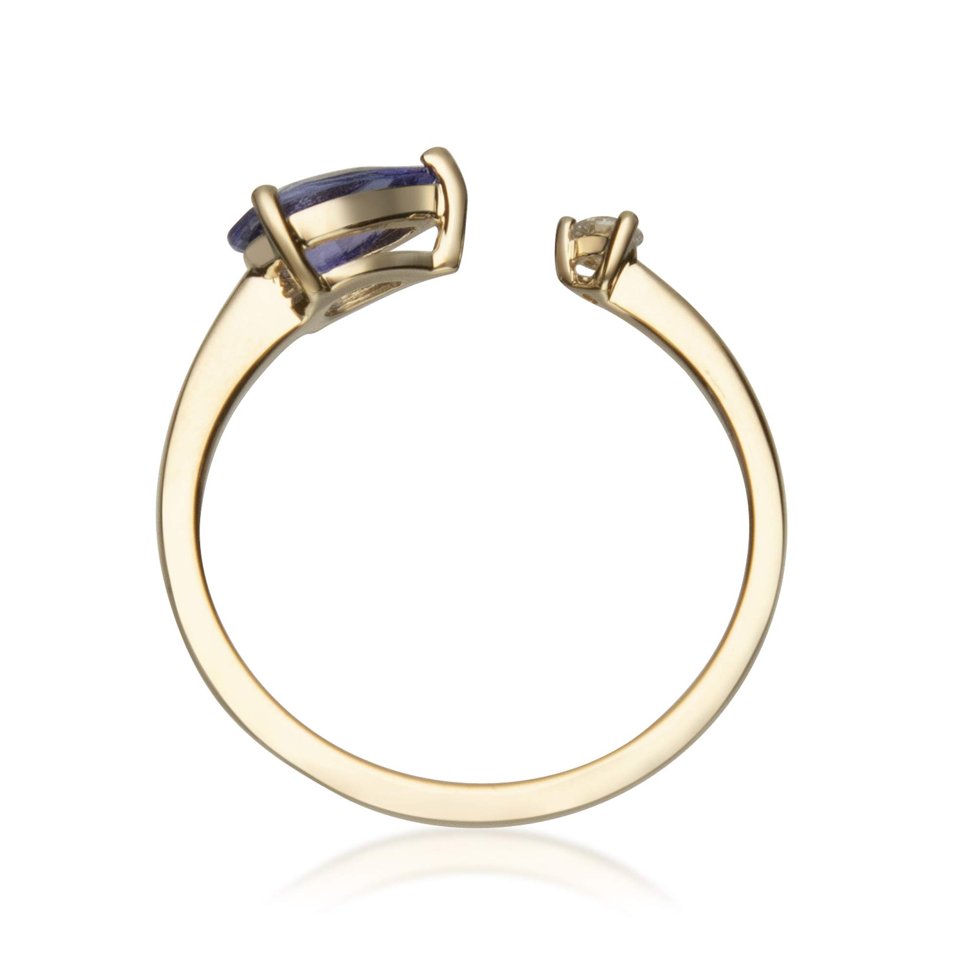 Gin & Grace 14k Yellow Gold Genuine Tanzanite Diamond (SI1) Propose Promise Ring (Size 7) for Women