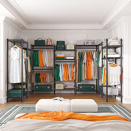 Raybee Clothes Rack for Hanging Clothes Rack Heavy Duty Clothing Rack Load 840 LBS Metal Clothing Racks for Hanging Clothes Rack Heavy Duty Adjustable Wire Garment Rack 76.8" H x 68.8" W x 16.8" D