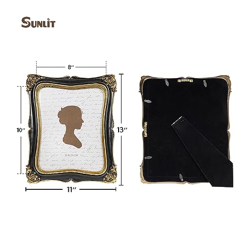Sunlit Vintage Picture Frame 8x10 Inch, Luxury Antique Photo Frames with Glass Front, Photo Display, Tabletop Wall Hanging, Gift Ideas, Black and Gold