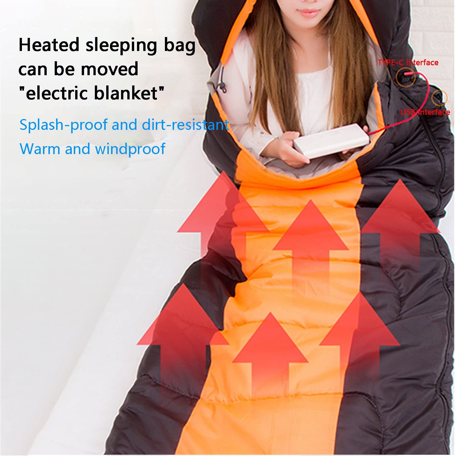 LIJX Sleeping Bag Winter Heating, Wilderness Camping Adults Thicker Lightweight Backpacking (Color : White)