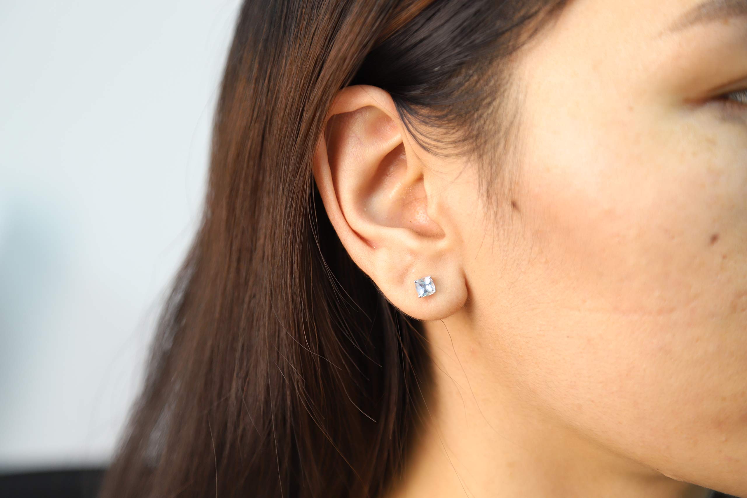 Gin & Grace 14K White Gold Natural Aquamarine Earring for Women
