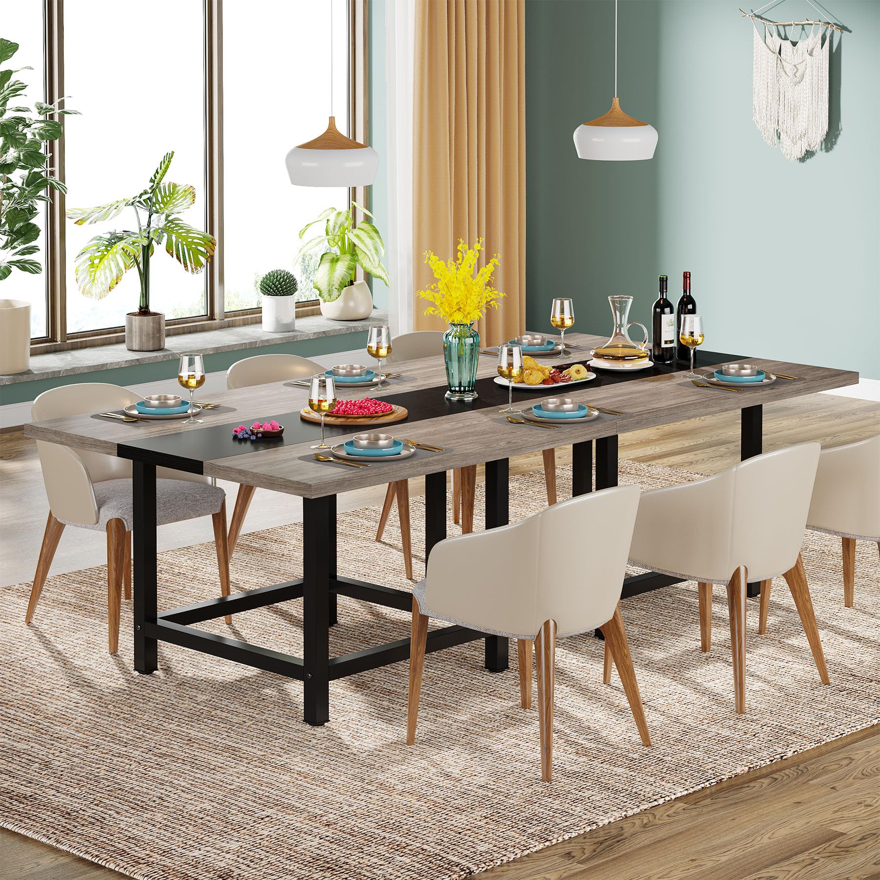 Tribesigns Square Dining Table for 4 People, Farmhouse 39.4"x 39.4"x29.5 “ inches Wooden Kitchen Table, Farmhouse 2 Person Dinning Table for Dinning Room &Small Space