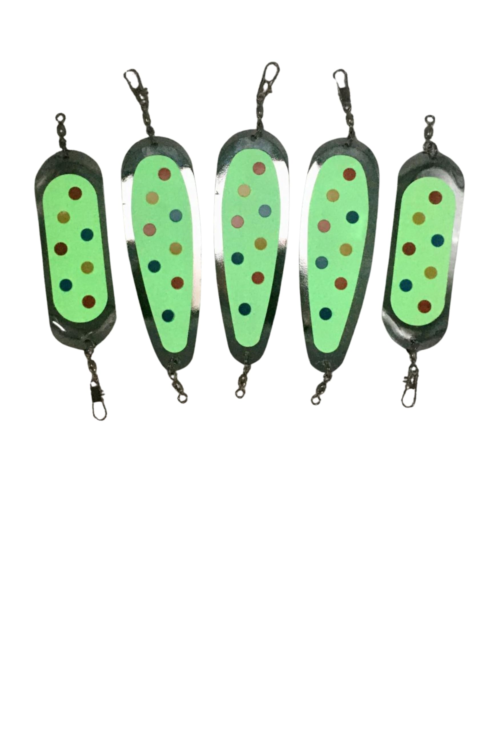 KOKOPROS Kokanee Salmon Finished Flashers, Wonder Family 5 Pack, 3 Teardrop 5 1/2 in and 2 Skateboard 4 3/4 in.