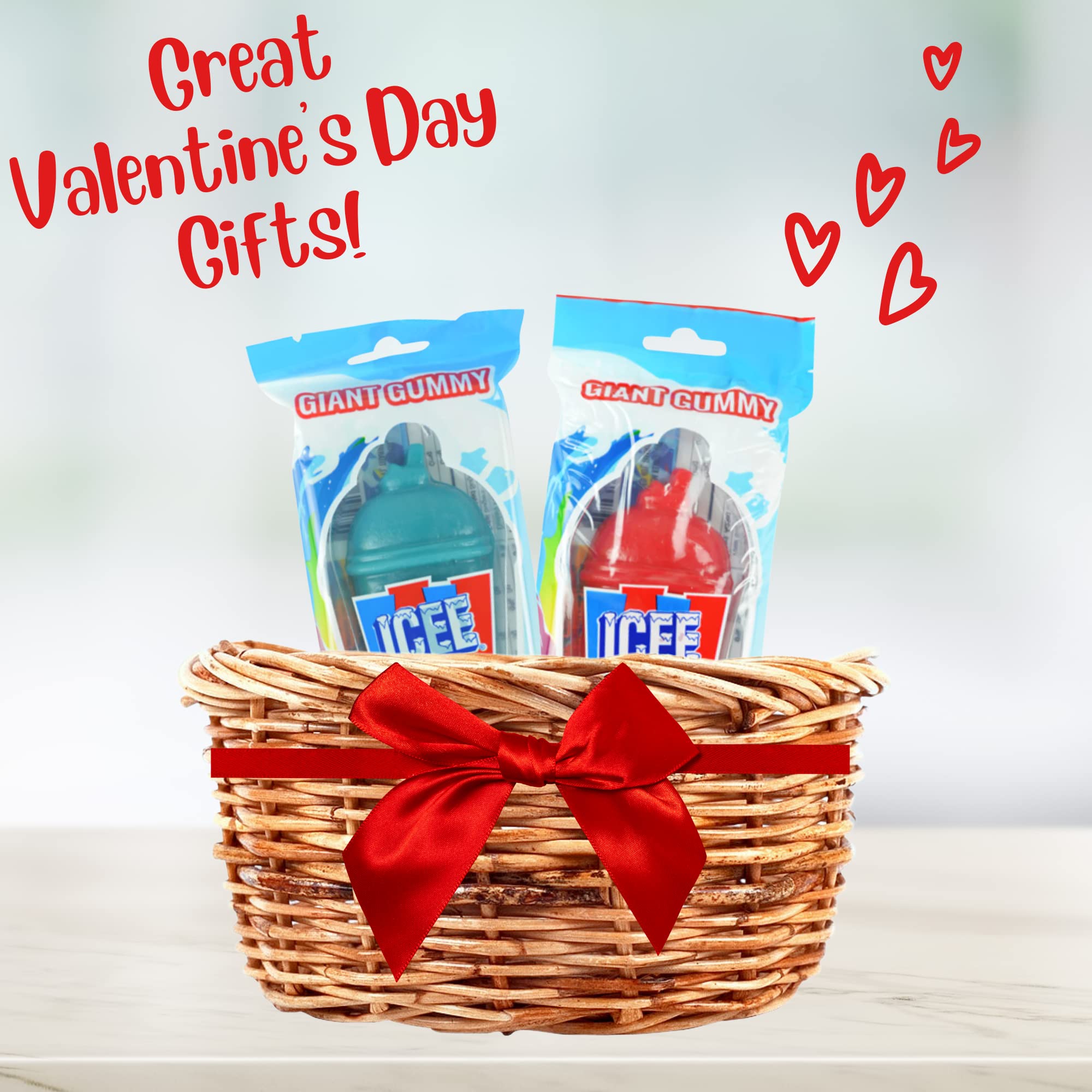 Giant ICEE Gummy Candy, Individually Wrapped Cherry and Blue Raspberry Flavored Gummies, Gift Basket Fillers or Birthday Party Favors, Pack of 2, 2.12 Ounces