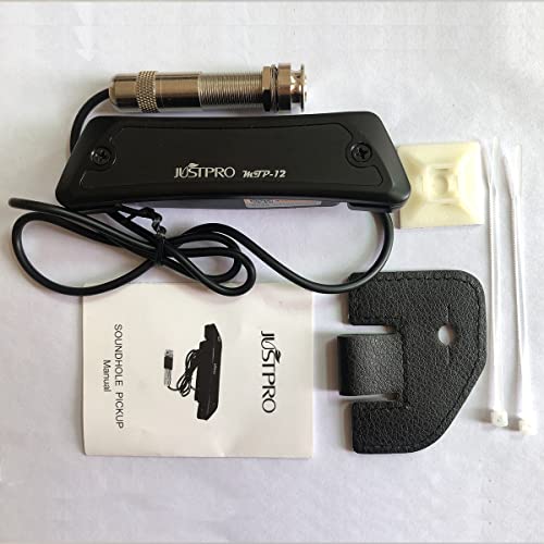 JUSTPRO Acoustic Guitar Pickup Set Magnet Soundhole Steel String Guitar Pick Up Tail Pin Audio Output Ballad Play Sing Woody Shell Ukulele Humbucker (Humbucker)
