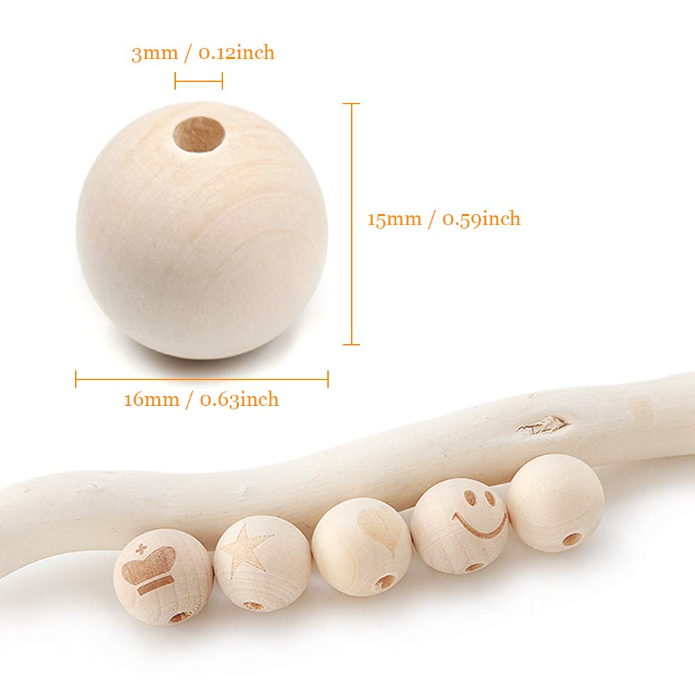 Hagao Farmhouse Beads, Natural Wood Bead Garland Rustic Country Beads with Tassles Wall Hanging Décor 57"