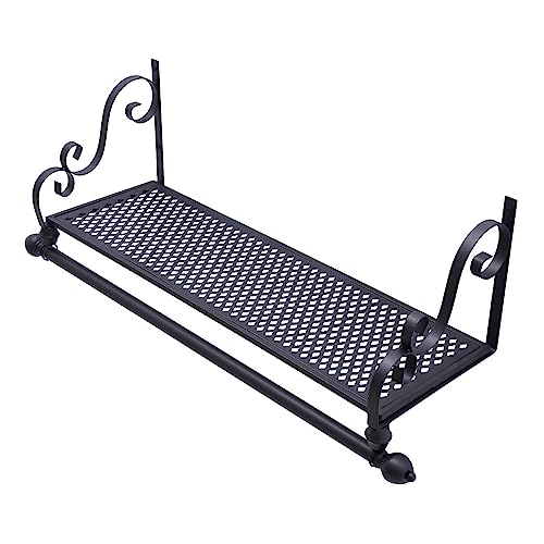 RustyVioum Wall Mounted Clothes Shelf, 80x28cm Retro Garment Shelf Clothes Organizer Shelf, Metal Closet Organizer Bedroom Coat Hanging Rack, Black