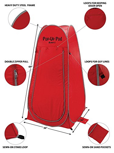GigaTent Pop Up Pod Changing Room Privacy Tent β Instant Portable Outdoor Shower Tent, Camp Toilet, Rain Shelter for Camping & Beach β Lightweight & Sturdy, Easy Set Up, Foldable (Red)