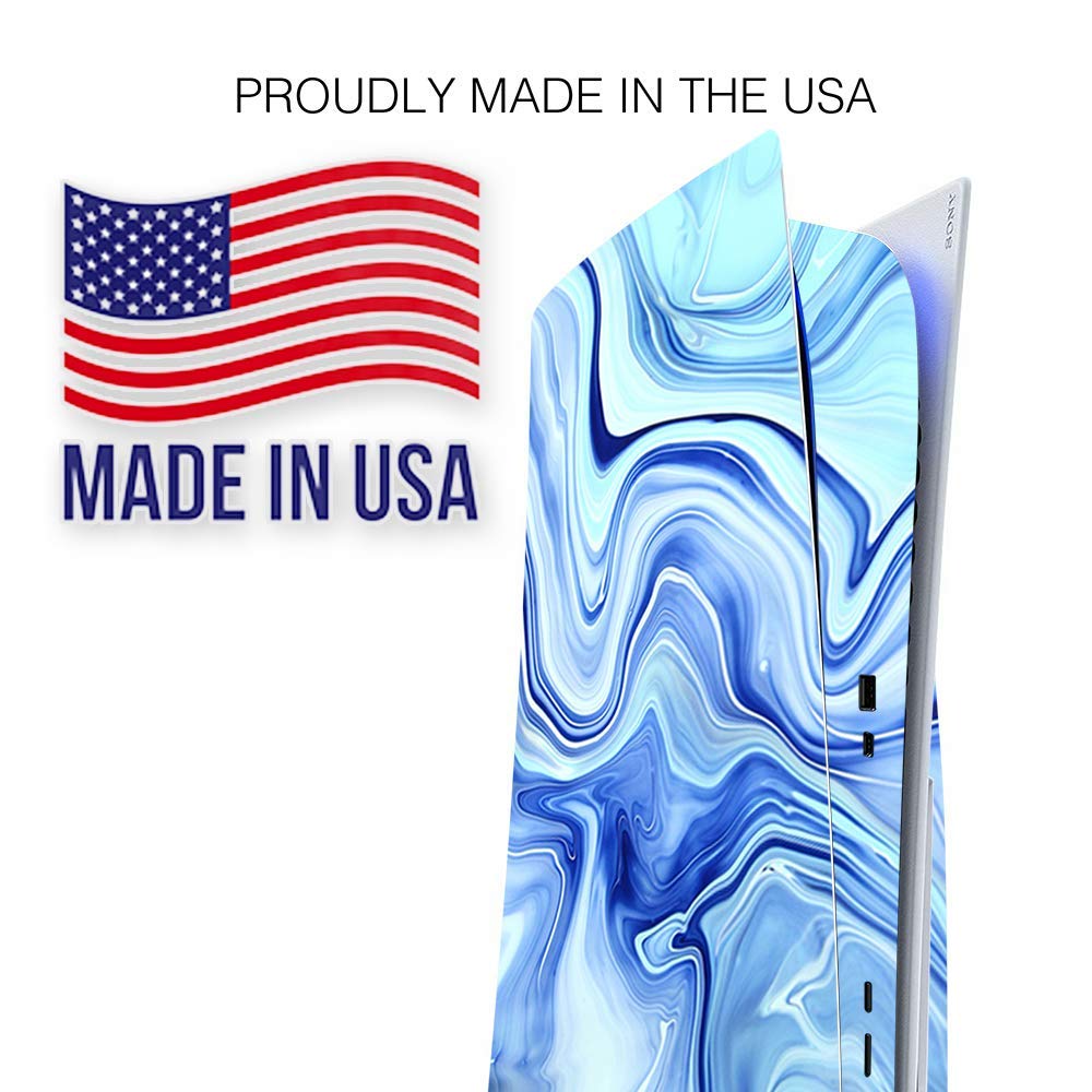 ITS A Skin Skins Compatible with Sony Playstation 5 Console Disc Edition - Protective Decal Overlay Stickers wrap Cover - Blue Marble Rocks Glass