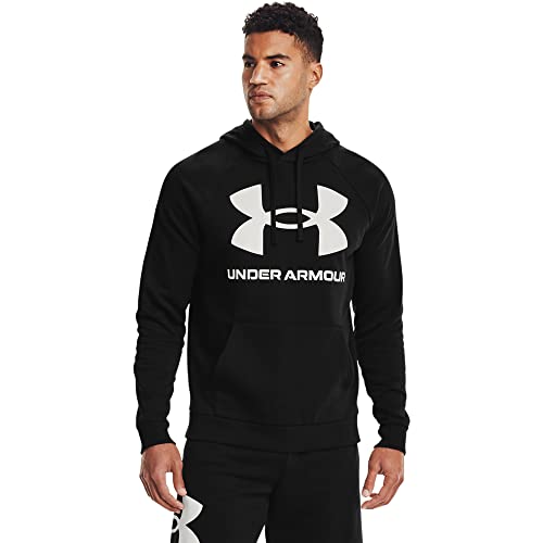 Under Armour Mens Rival Fleece Big Logo Hoodie , Black (001)/Onyx White , X-Large