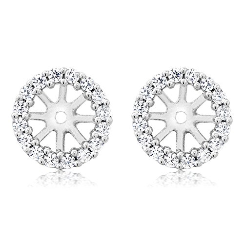 Gem Stone King 925 Sterling Silver White Zirconia Women Earring Jackets For 7.00MM Round Cut Studs