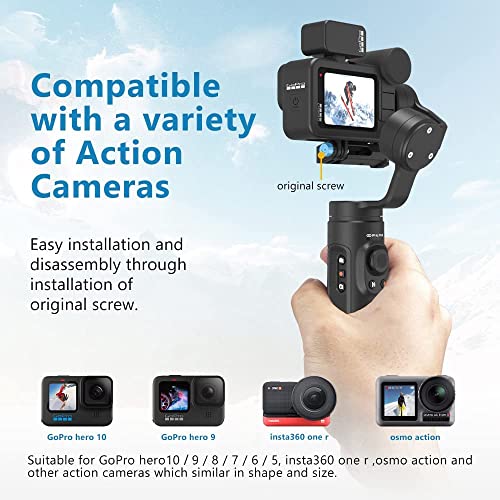INKEE Falcon Plus Action Cameras Gimbal Stabilizer, 9H Battery Life Wireless Control USB-C Universal Charging