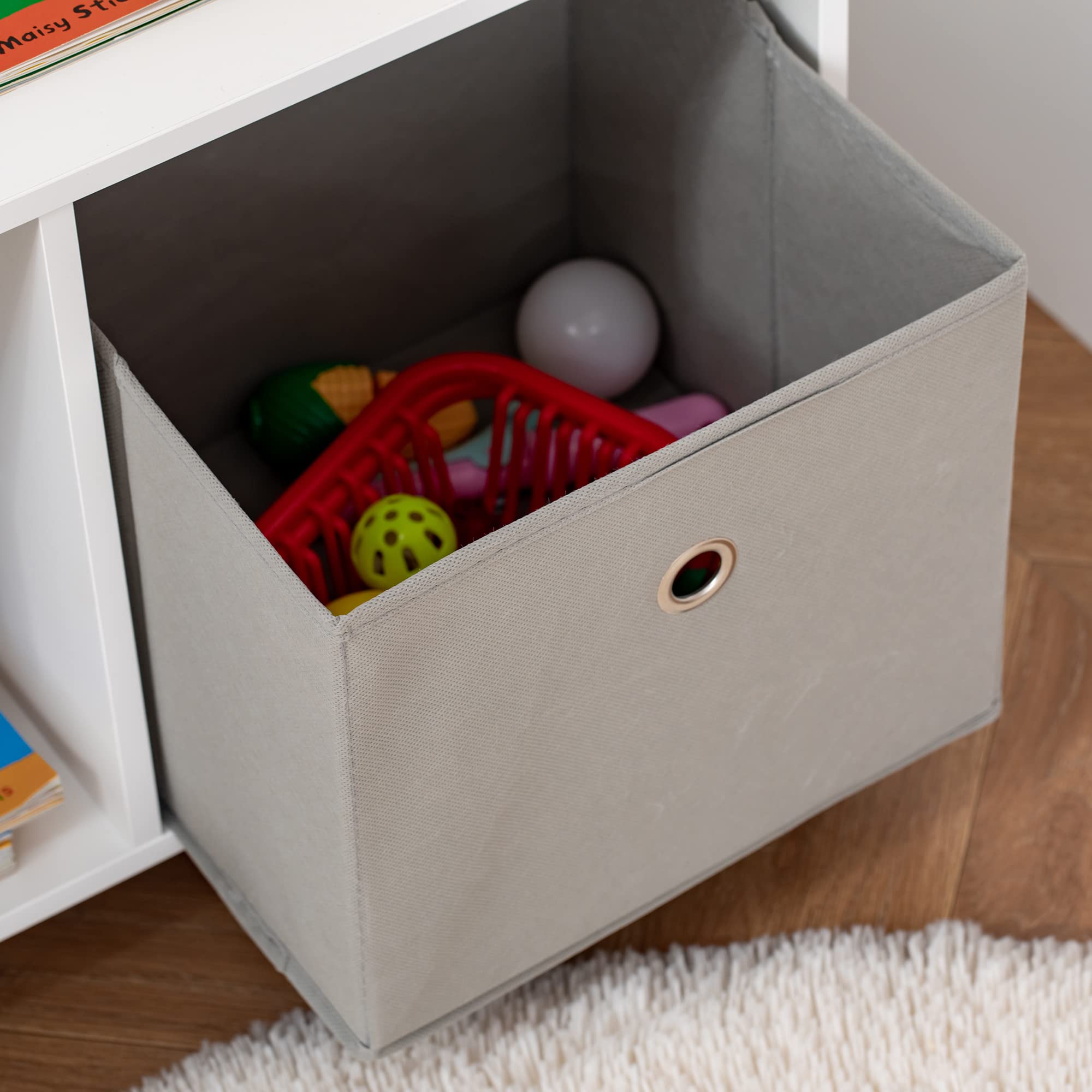 HOMCOM Simple 3 Cube Storage with Wheels, Hidden Pull-Out Toy Bin Kids Cube Storage Unit, Rolling Cubby Storage for Kids Room, Small Toy Storage Organizer Shelves, White
