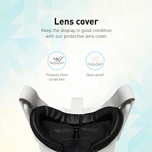 VR Cover Fitness Facial Interface Bracket & Foam Comfort Replacement with Lens Protector Cover for Oculus/Meta Quest 2 (Dark Grey & Black + Comfort Foam)