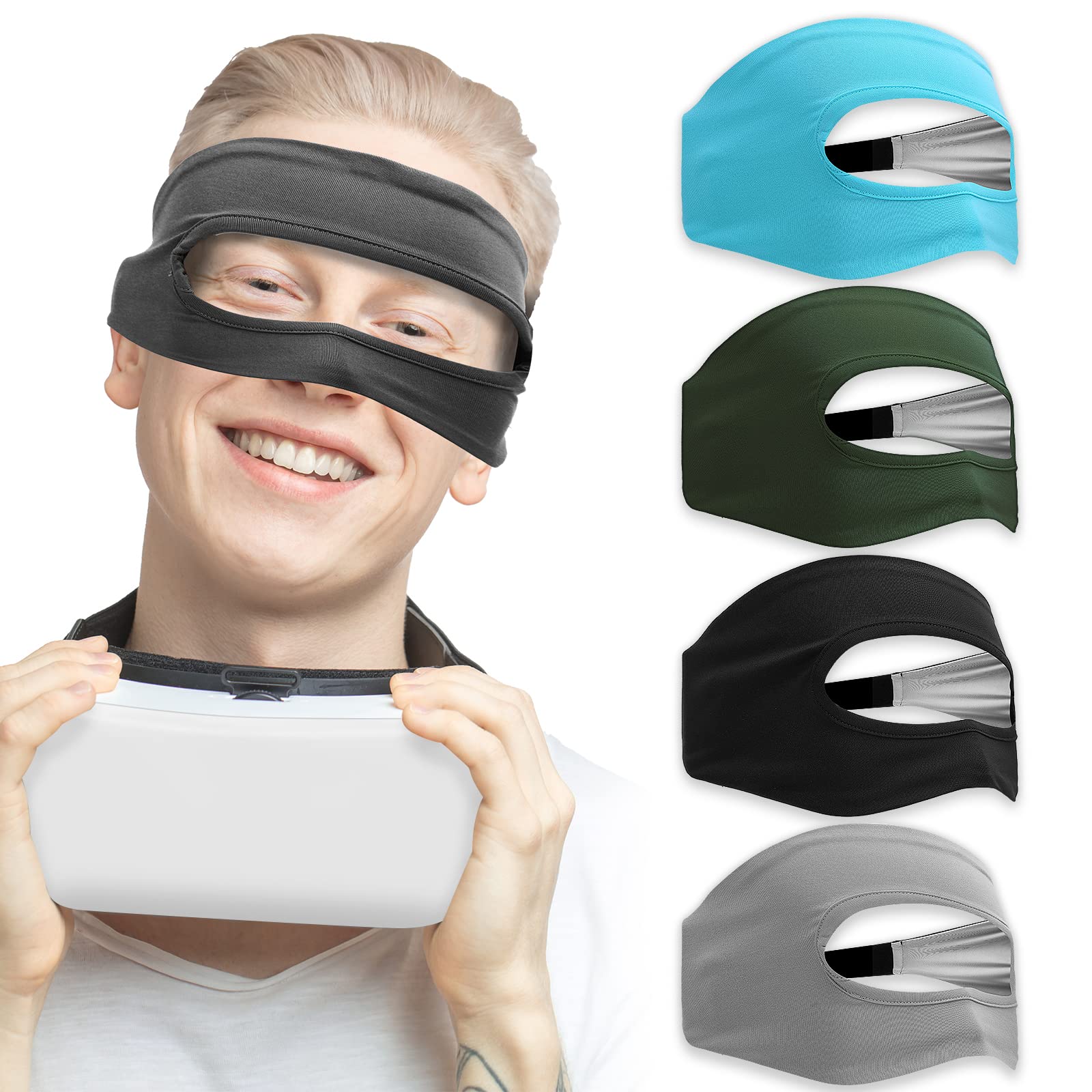 i-FSK VR Masks Sweat Band for Oculus Quest 2 Accessories, VR Eye Mask Cover Adjustable for VR Headsets, Breathable Facemask for Occulusquest2 Virtual Reality Workouts Supernatural, 4 Pack
