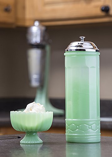 Tablecraft HJ714 Straw Jar with Metal Lid, Green
