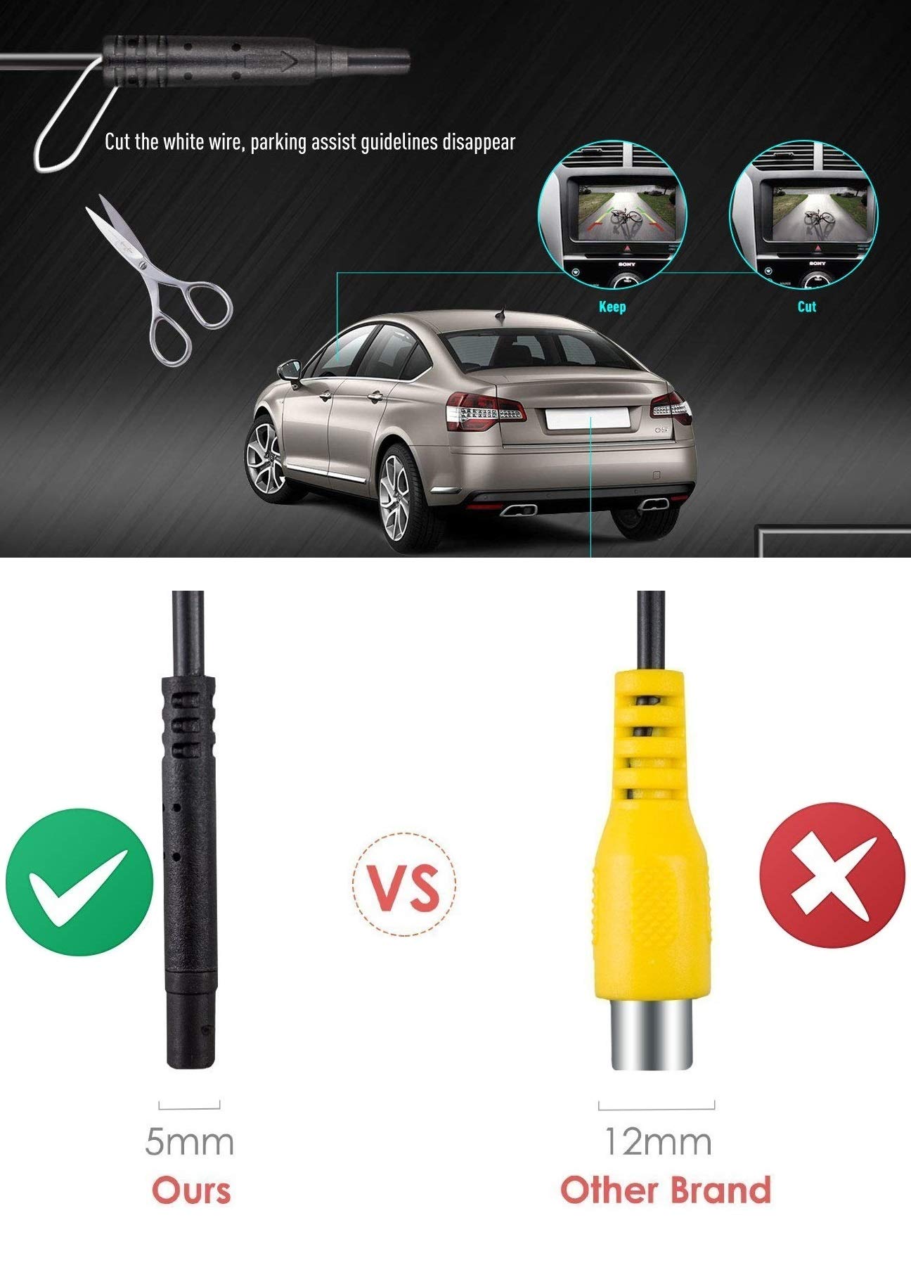 HD 720p Waterproof Parking Camera Reversing Camera Rear View Backup Camera for A3 8P 8V S3 A4 B6 B7 B8 S4 A6 C6 S6 RS6 A8 RS4 TT 8N Q3 Q5 Q7 (Model A= Screw Hole Style)