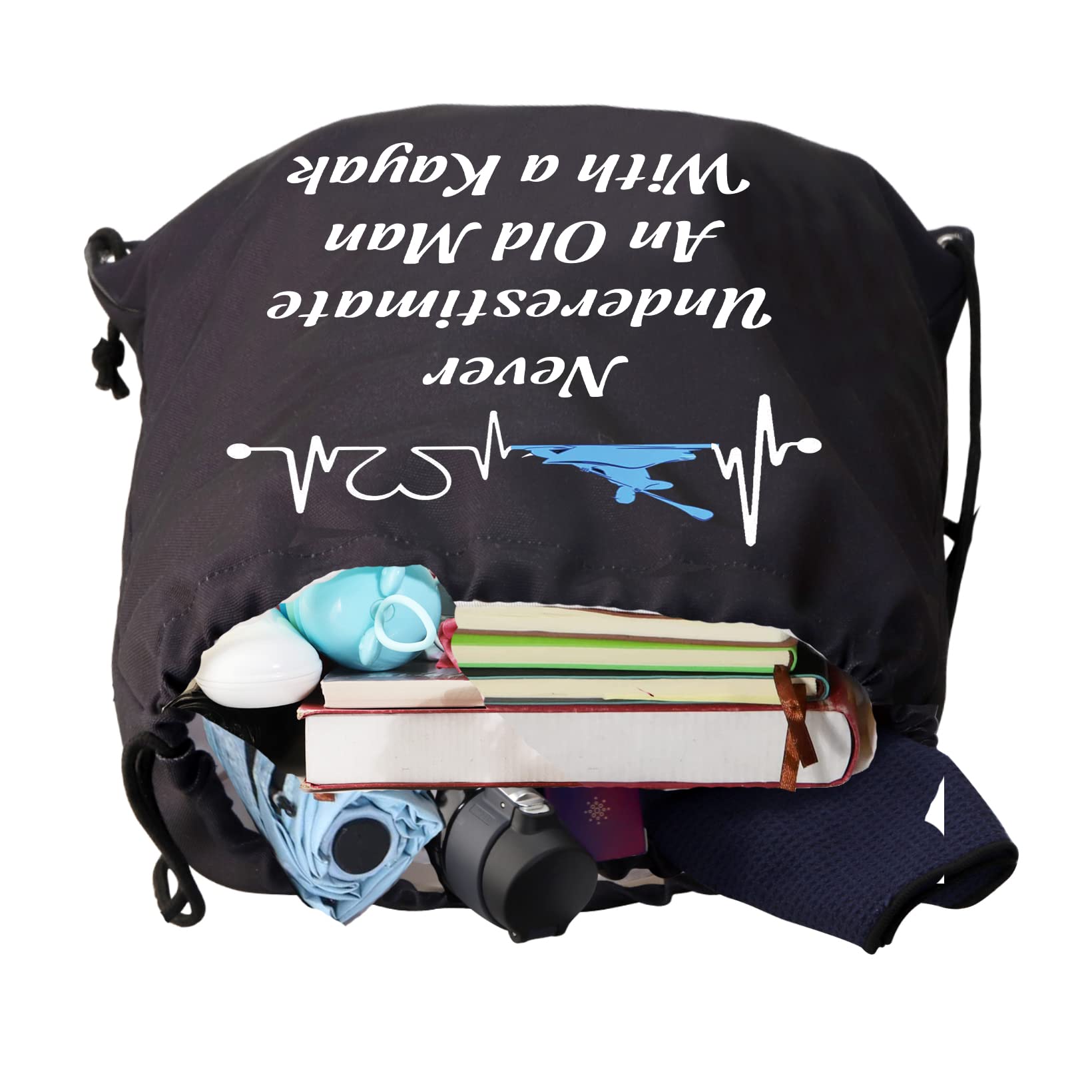 JYTAPP Kayaking Gift Drawstring Backpack Bag Mens Kayak String Bag Sports Sackpack Gym Sack Gifts for Kayakers Men