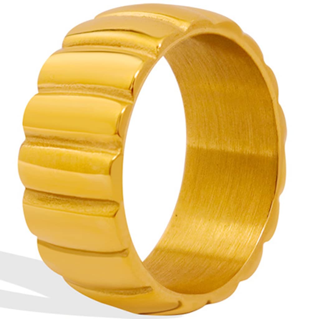 Jude Jewelers 8mm Stainless Steel Classic Plain Grooved Dome Style Wedding Band Ring (Gold, 8)