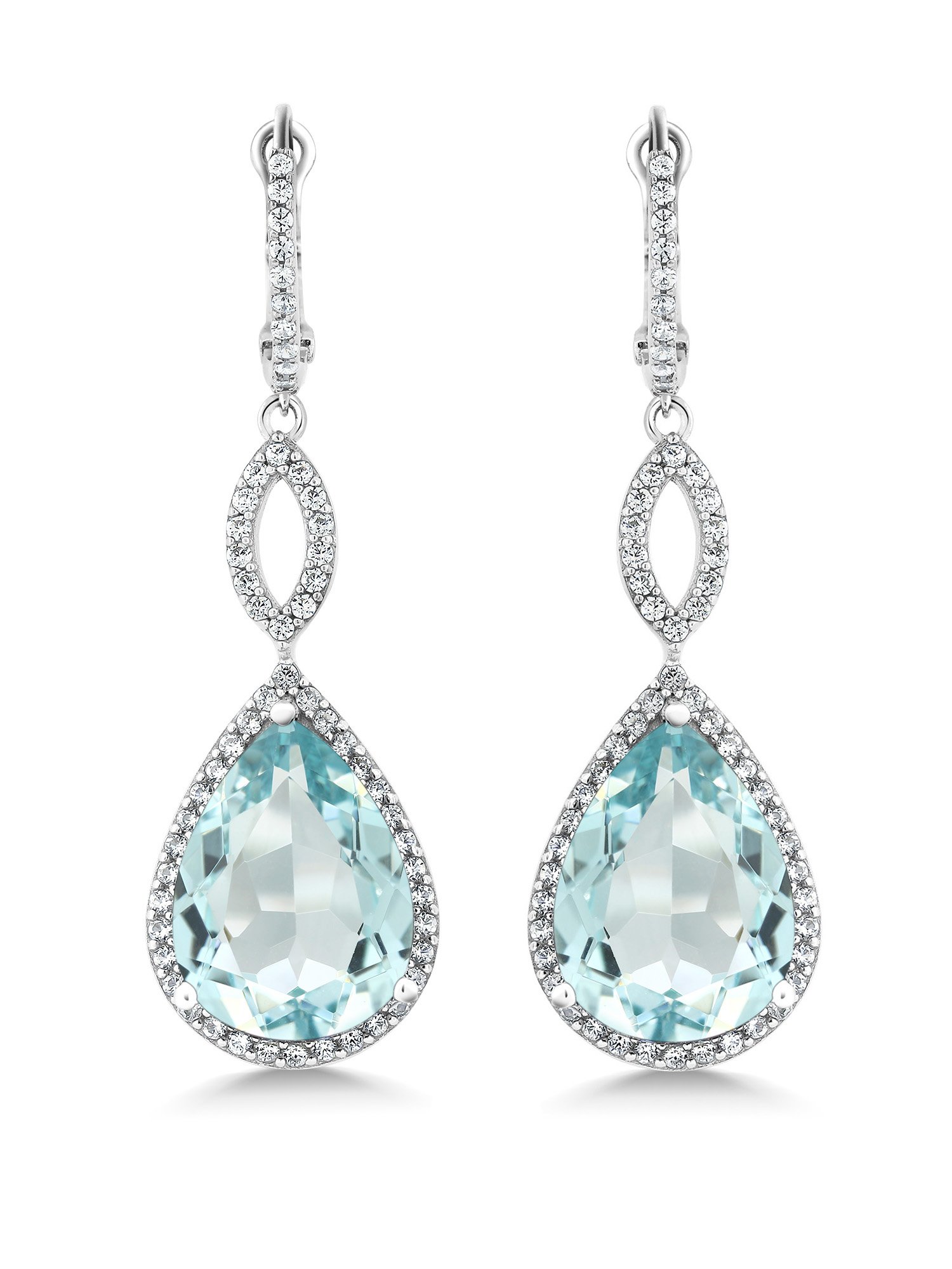 Gem Stone King 925 Sterling Silver Long Drop Dangle Elegant Wedding Bridal Chandelier Teardrop Earrings for Women | 2 Inch | Pear Shape 16X12MM | 20.00 Cttw