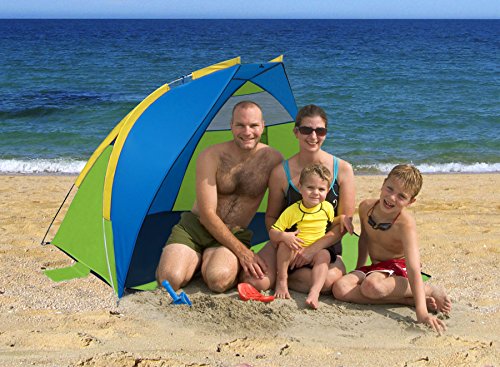 GigaTent Sun Shelter Beach Cabana Tent – Instant Set Up, UV Resistant, Waterproof - 7’ x 4’ with Mesh Windows - Zipper Door Doubles as Floor Extension