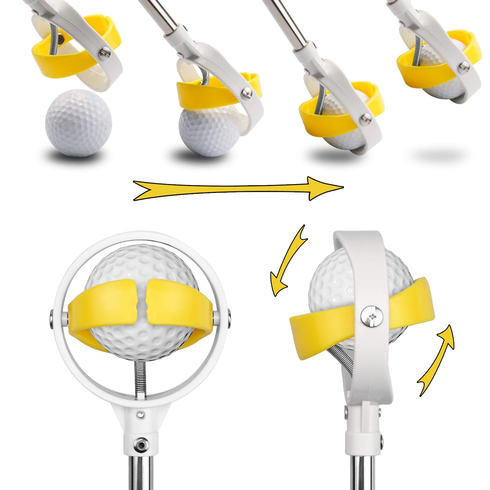 Golf Ball Retriever, Golf Ball Retriever Telescopic for Water with Spring Release-Ready Head, Ball Retriever Tool Golf with Grabber Tool, Golf Accessories Golf Gift for Men (1.3, 9ft)
