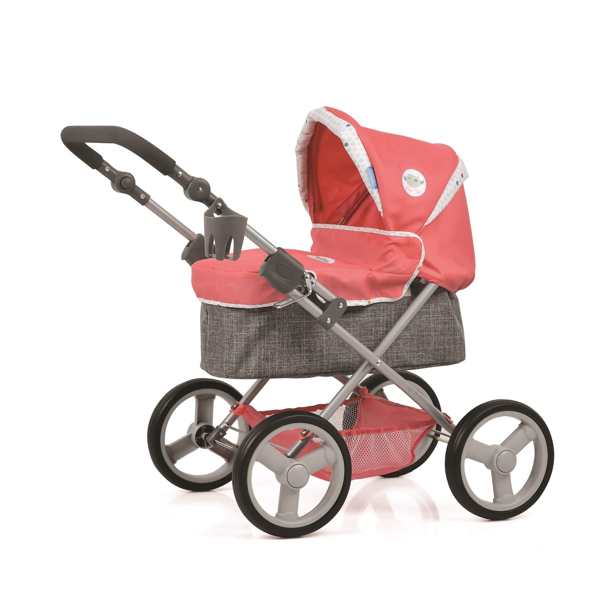 Hauck Play n Go Angie Doll Pram with Large Wheels, Retractable Canopy, Cup Holder and Carry Bag, Multi
