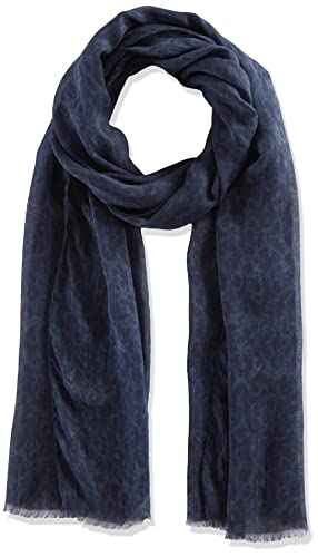 John Varvatos Mens Small Leopard Printed Scarf, Cadet Blue