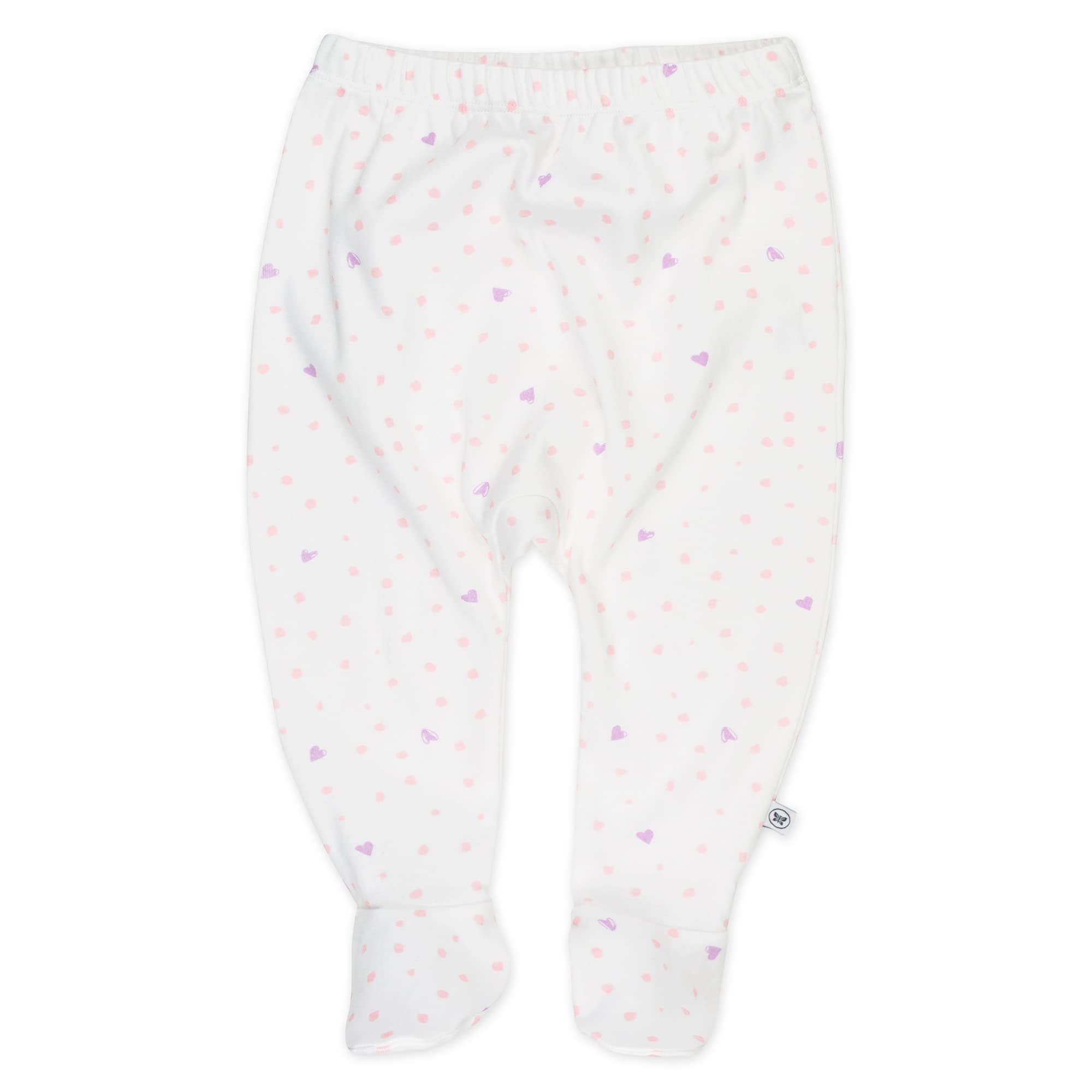 HonestBaby unisex baby 3-pack Organic Cotton Footed Harem Pants, Love Dot, Newborn US