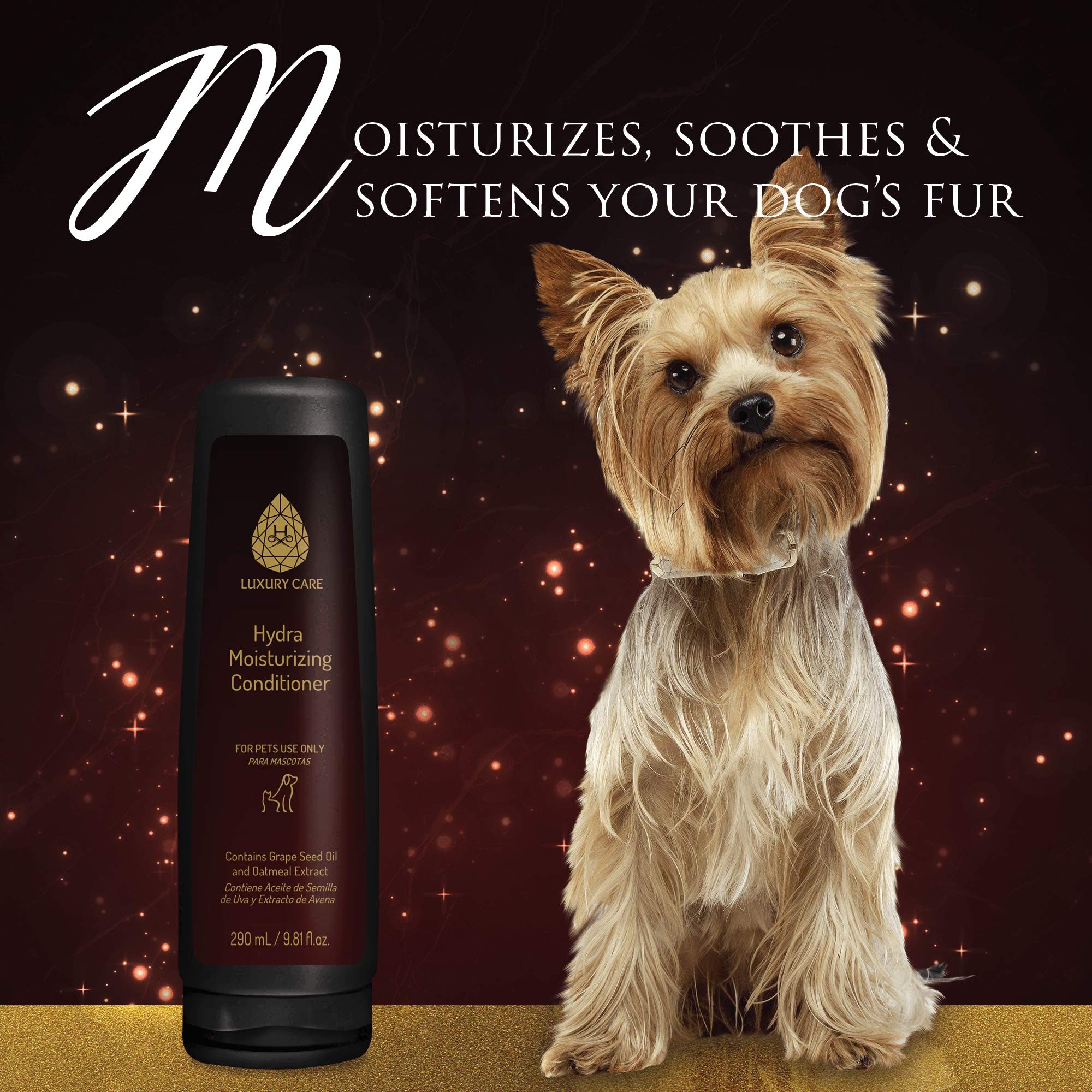 Hydra Luxury Care Moisturizing Dog Conditioner, Pet Grooming Conditioner Infused with Hydrating Oatmeal Extract, 9.81-Ounce Bottle