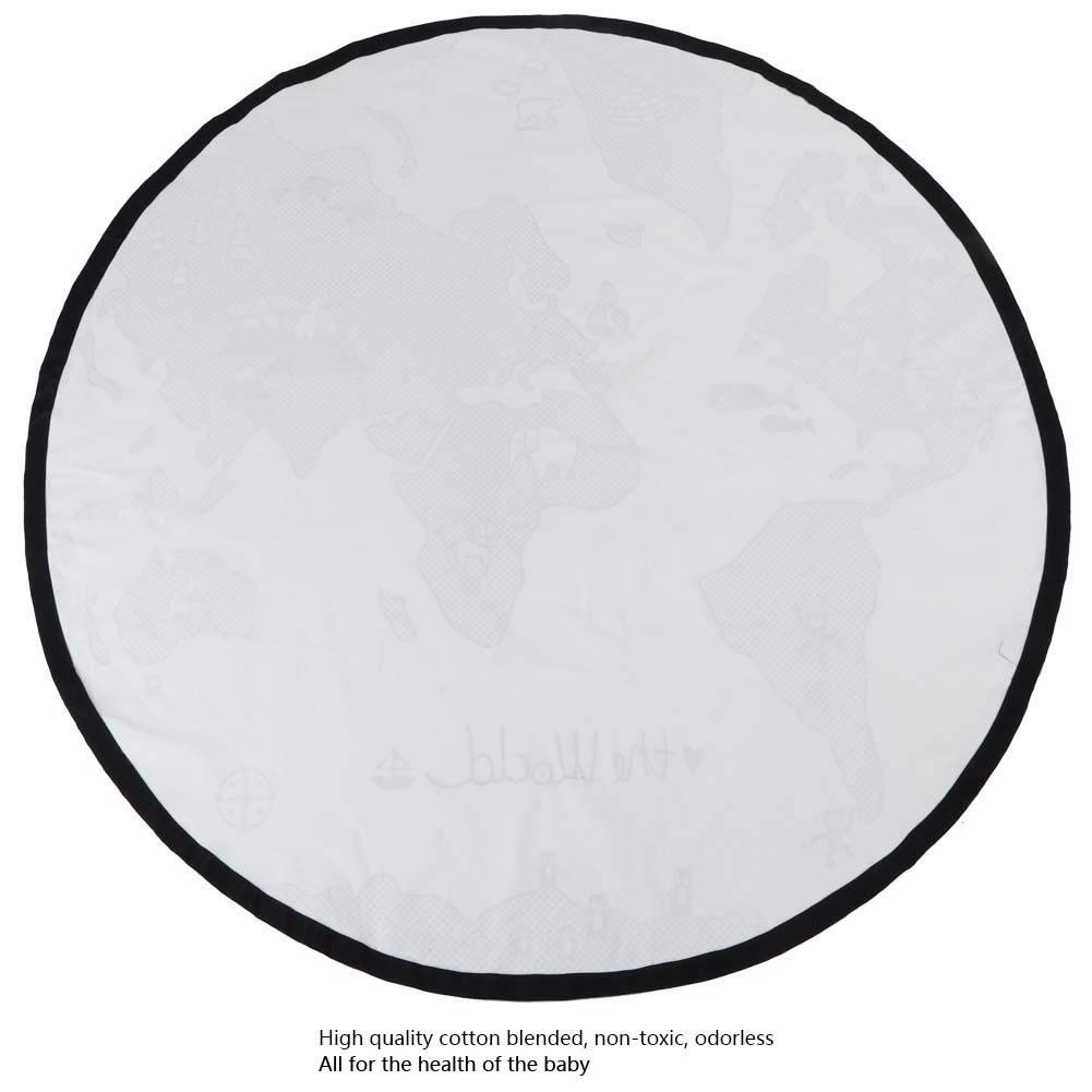 Hztyyier Baby Game Blanket, 135cm Baby Round Adventure World Map Pattern Circular Kid Game Mat Thicken Baby Crawling Play Mat