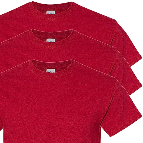 Gildan Men's Heavy Cotton T-Shirt, Antique Cherry Red, XL (Pack of 3)