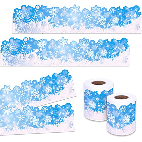 GLKTOPO 68 Ft Winter Bulletin Board Border Christmas Decoration Borders Sticker Snowflake Snowman Wave Trim Border Self-Adhesive Blackboard Photo Wall Stickers for School Classroom Party (C-style)