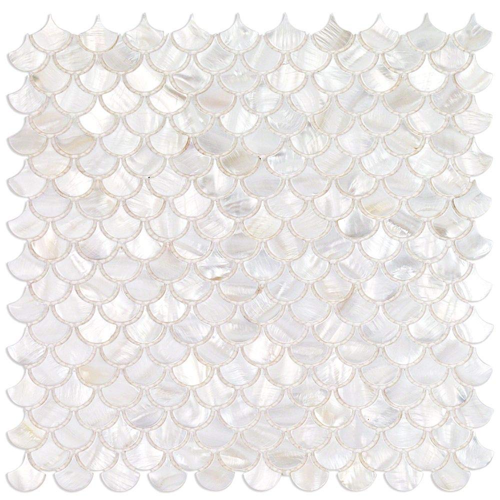 Ivy Hill Tile Pacif White Shells 4 in. x 8 in. Pearl Shell Mosaic Backsplash, Kitchen, Bathroom, Wall Tile Sample