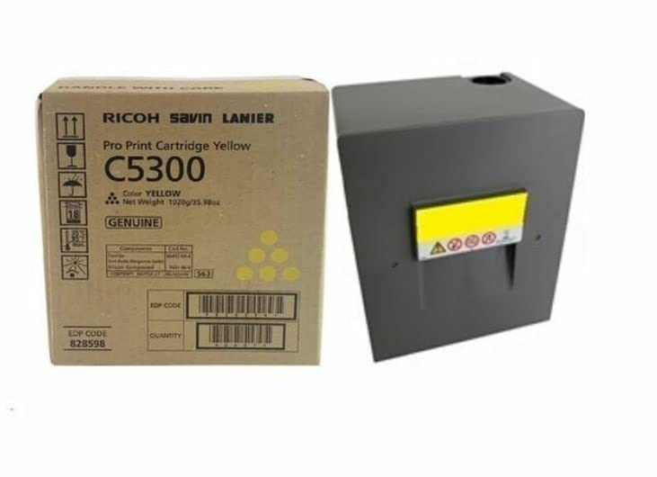 Genuine Ricoh 828598 Yellow Toner Cartridge for use in The Ricoh, Savin, Lanier Pro C5300s/Pro C5310s Printers 26,000 Pages Yield in Retail Packaging